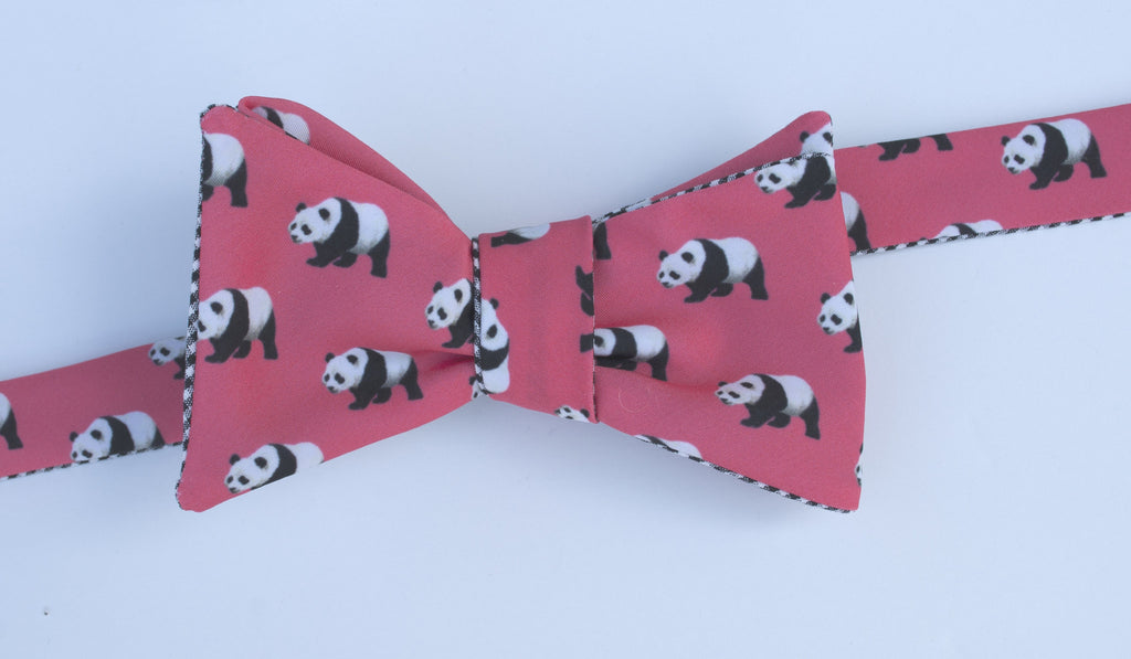Panda Bow Tie - coral – Great Knots